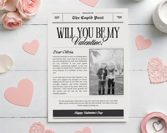 Valentines Day Newspaper Template, Personalized Valentines Gift - Etsy