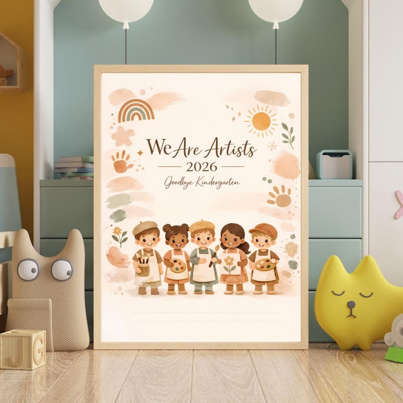 Kindergarten Graduation Poster 2026 Printable, We Are Artists, Boho ...