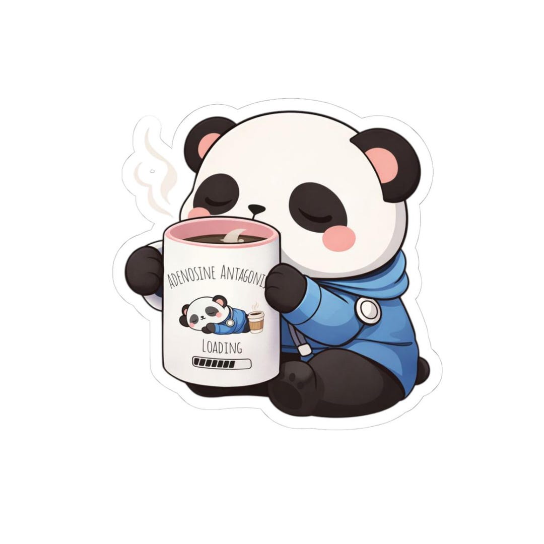 Cozy Panda With Mug | Kiss-cut Sticker - Etsy