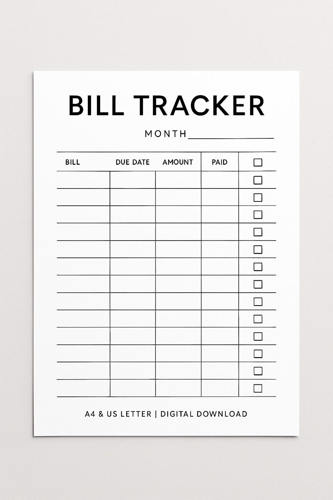 Bill Tracker Printable | Monthly Bills Organizer | Finance Planner ...