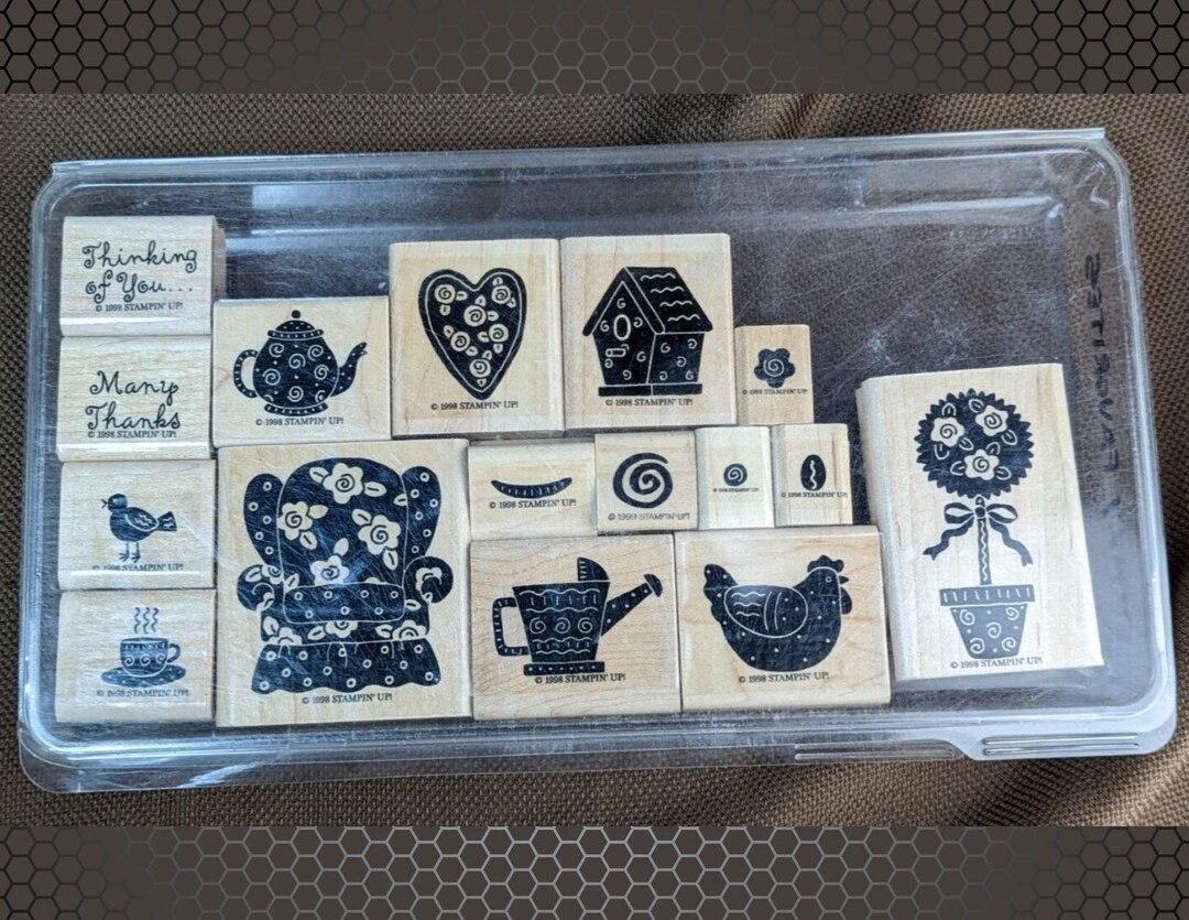 Stampin' Up FUNKY FAVORITES Wood Mounted 16 Pc Stamp Set From 1998 ...