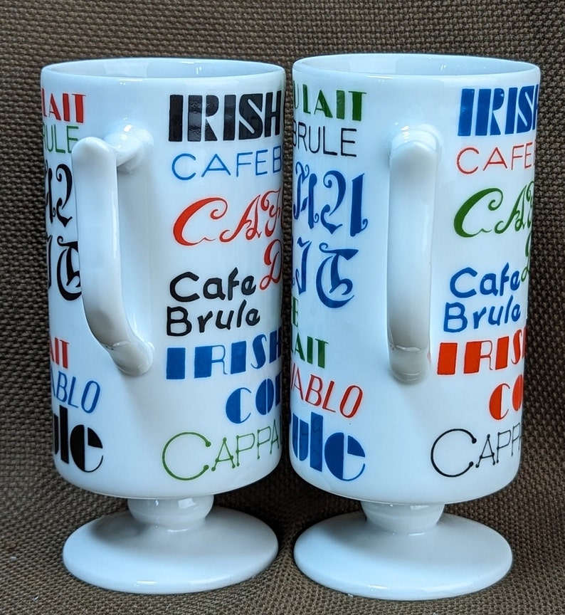 Vintage Coffee Words Cups Made in Japan Typography Irish Expresso Cafe ...