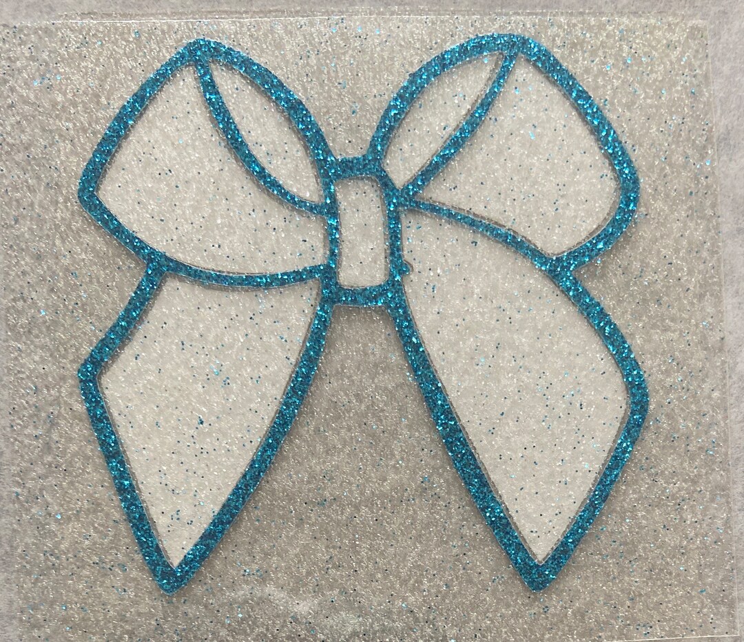 Iron on Glitter Cheer Bow HTV Transfer Iron-on Two Color Glitter or ...