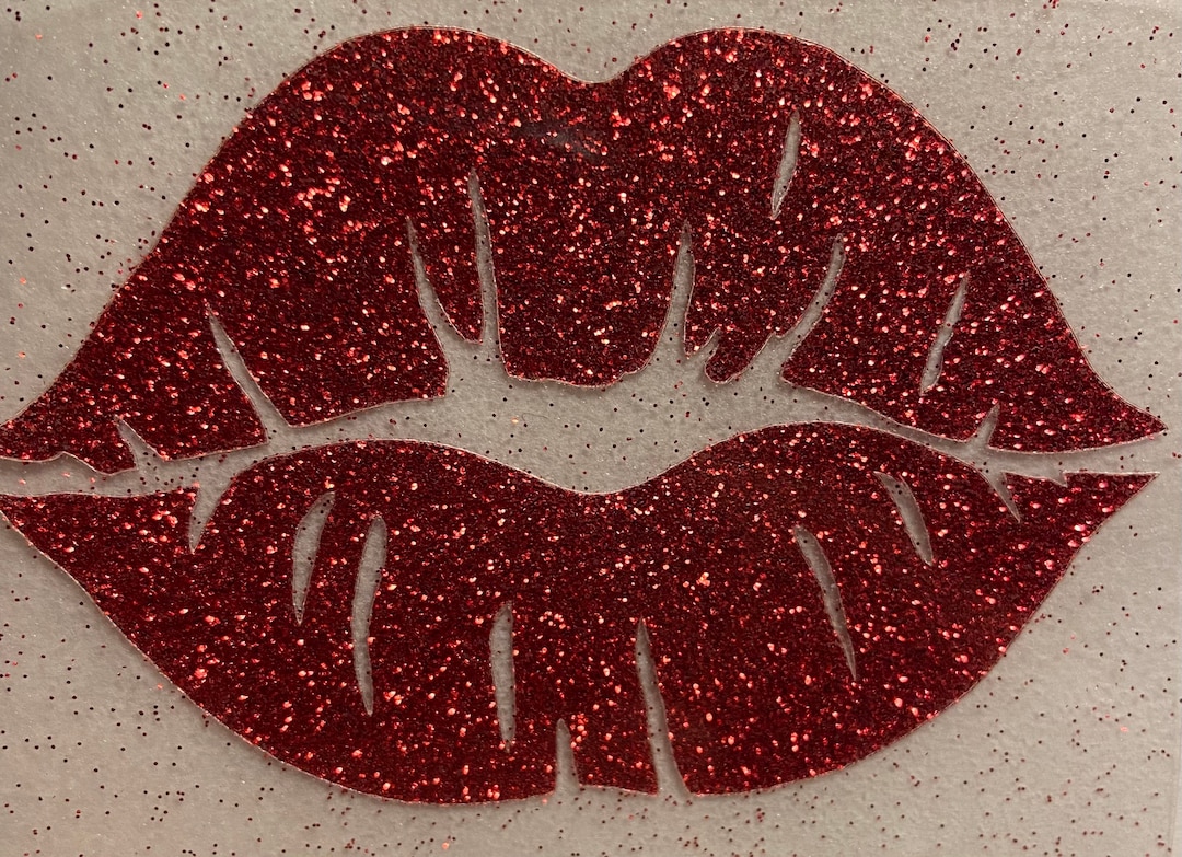 Iron-on Set of Ten Lips at 3 Inches Wide Glitter or Smooth Vinyl Heat ...