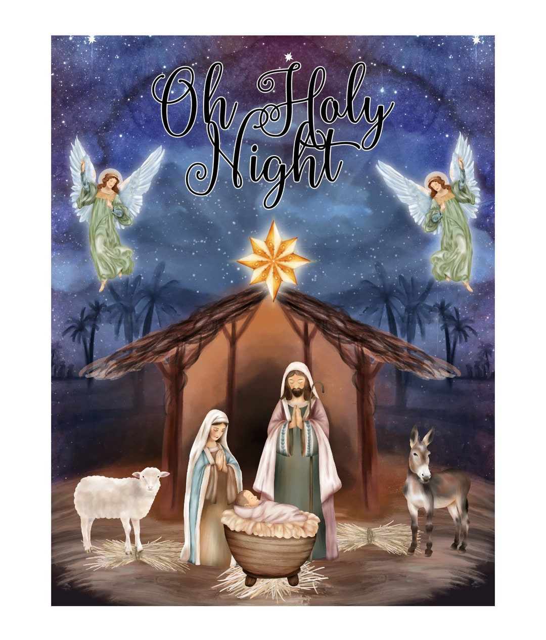 Oh Holy Night Nativity Scene Sign 9 Inch Rectangle Metal Sign - Etsy