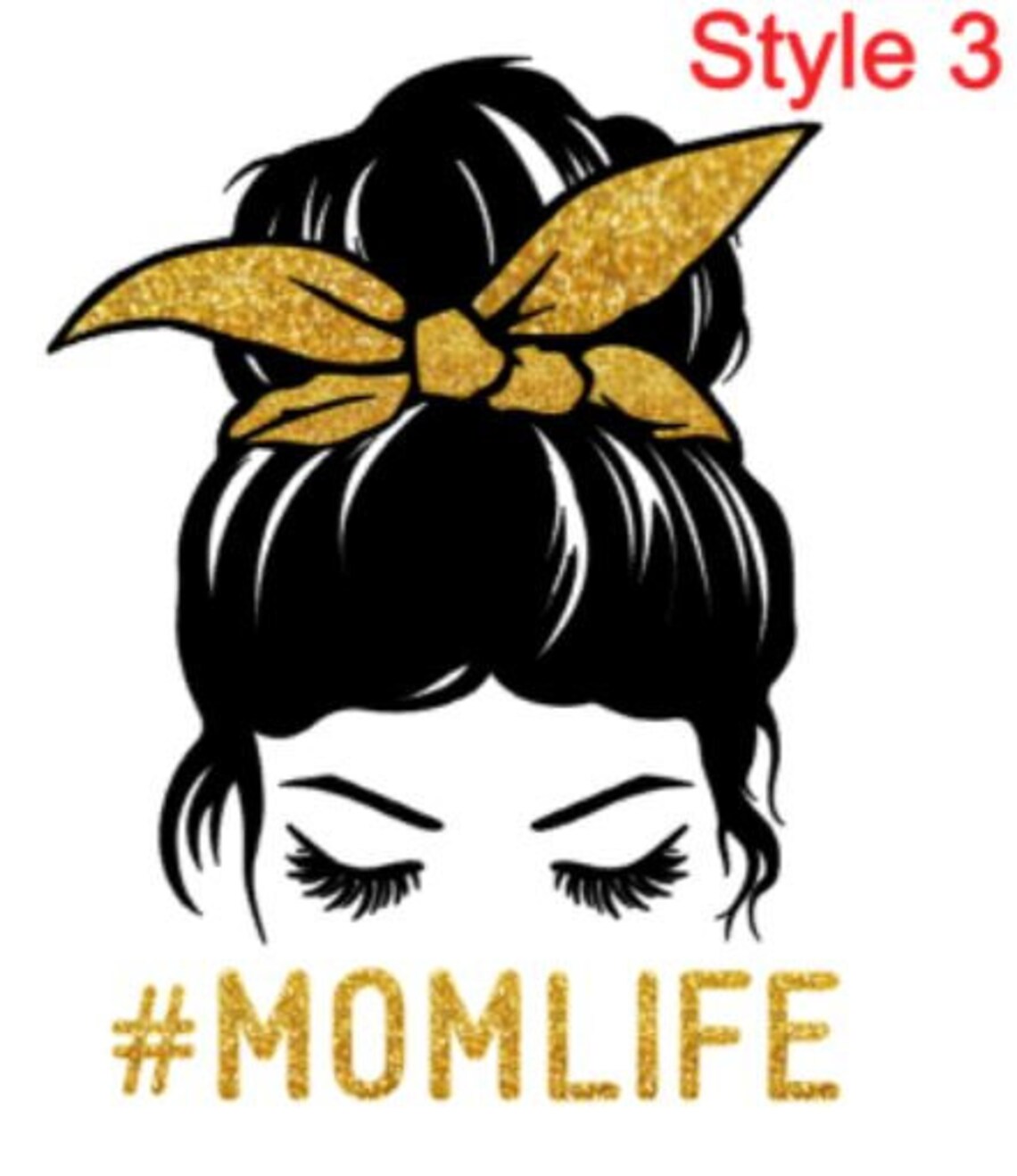 Iron on Decal Messy Bun mom Life Glitter Vinyl Heat Transfer - Etsy