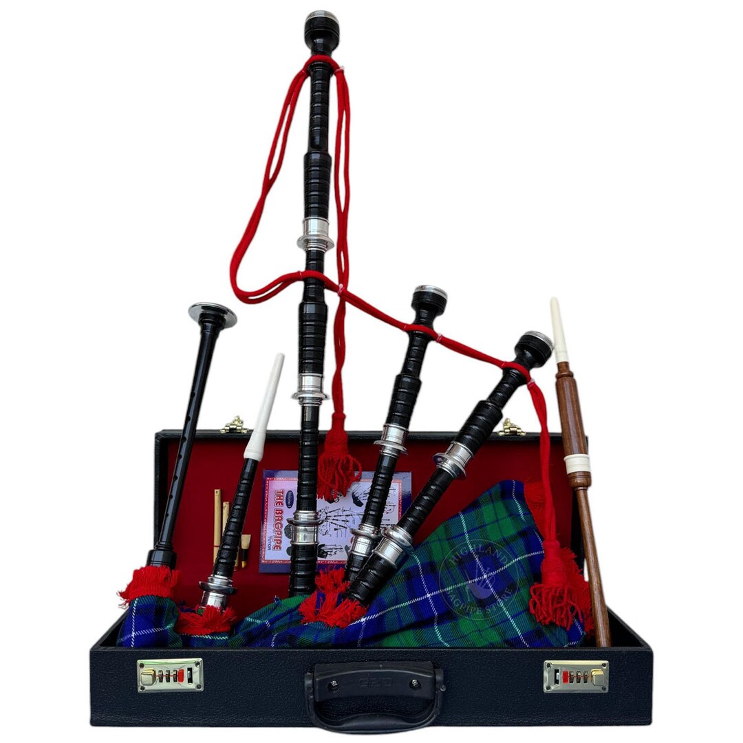 Highland Bagpipe – Freedom Tartan Black Finish With Reeds & Hard Case ...