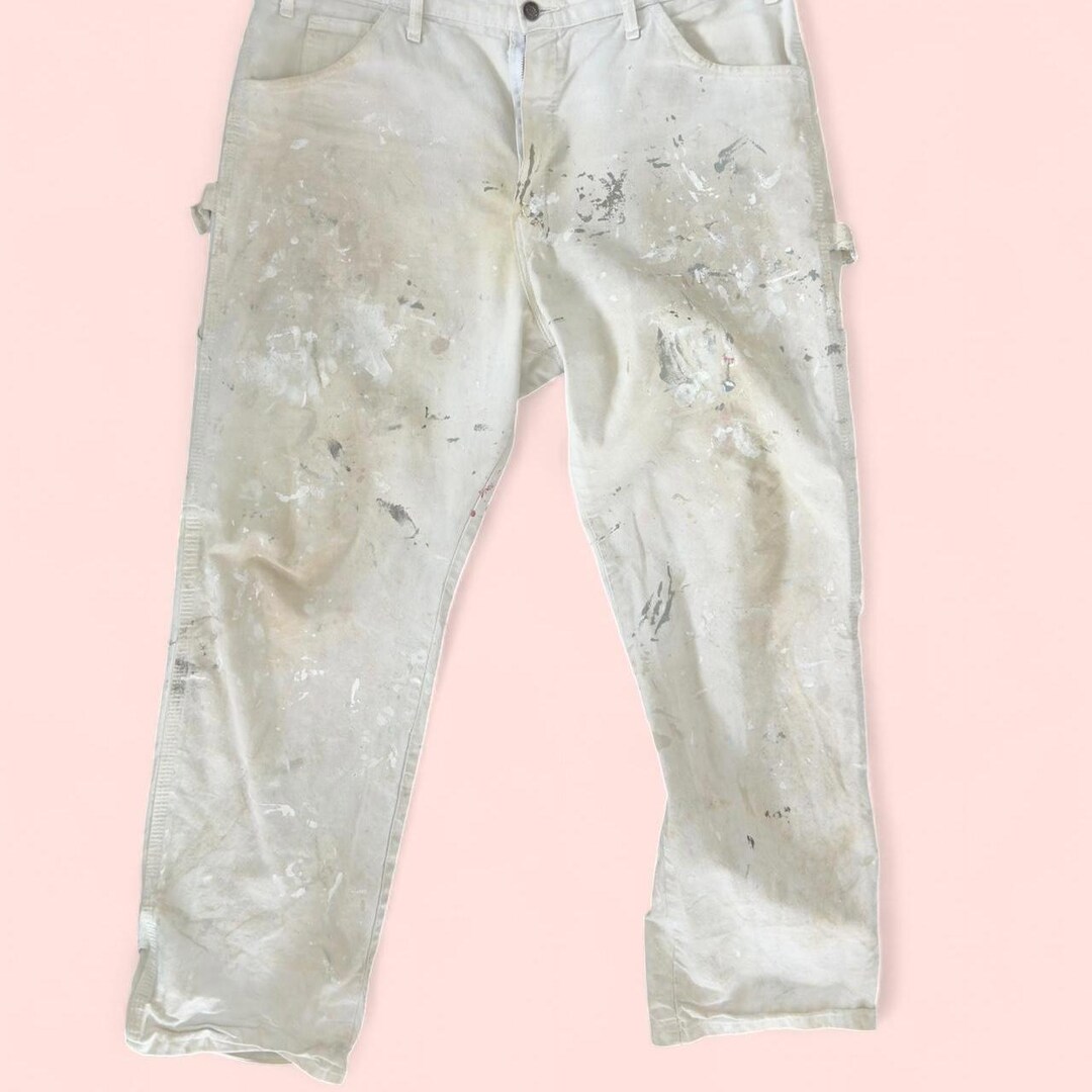 Vintage Dickies Off-white Painter Work Pants, Distressed Canvas ...