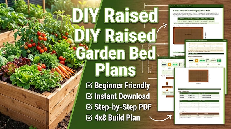 DIY Hochbeet Plan PDF | Anfänger Holzbearbeitung Blueprint | 100x200 cm ...