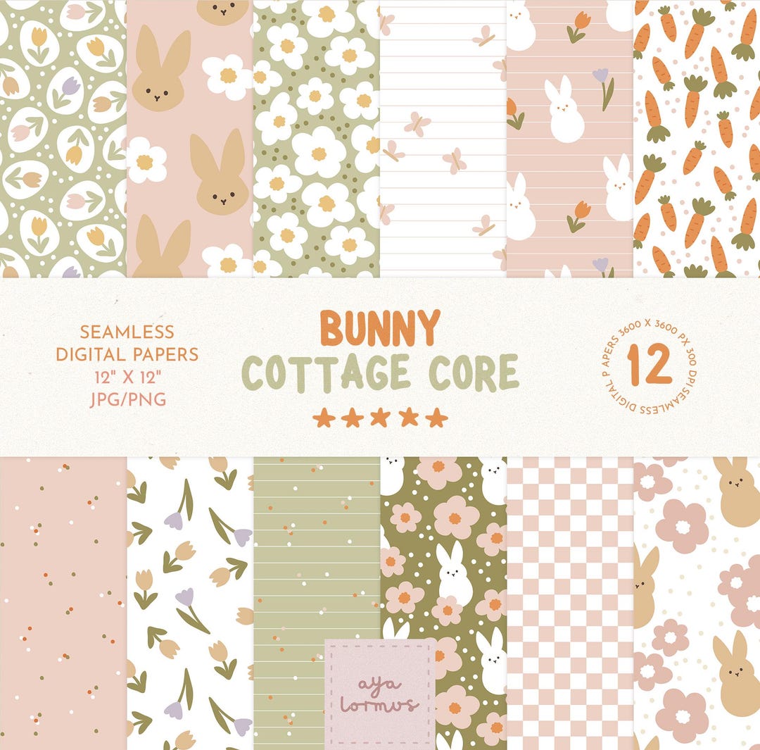 Spring Seamless File, Bunny Cottage Core Seamless Pattern, Pastel ...