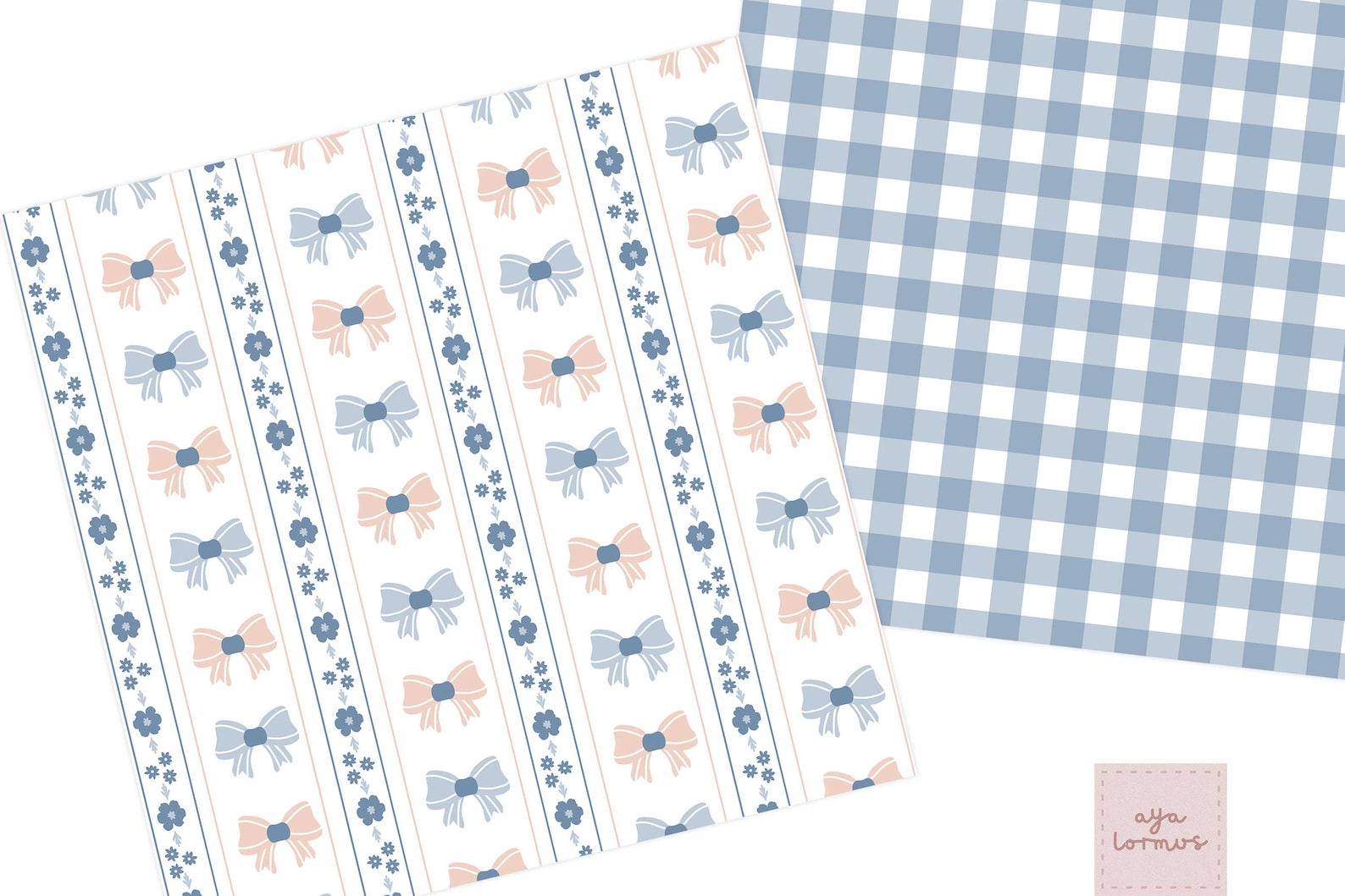 Grandmillenial Seamless Pattern, Pink Bow Digital Paper, Cottage Core ...