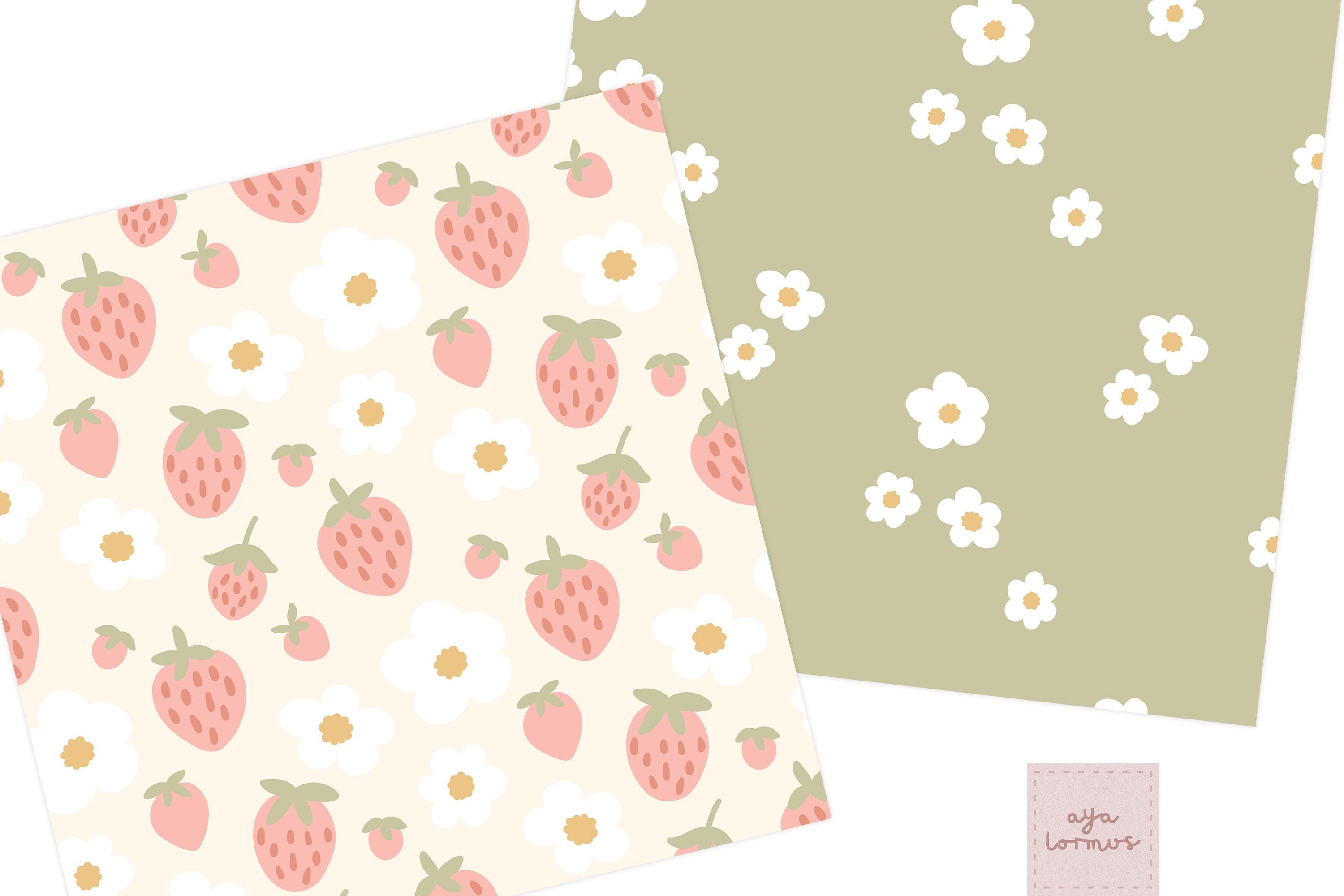 Strawberry Seamless Patterns, Cottage Core Seamless File, Strawberry ...