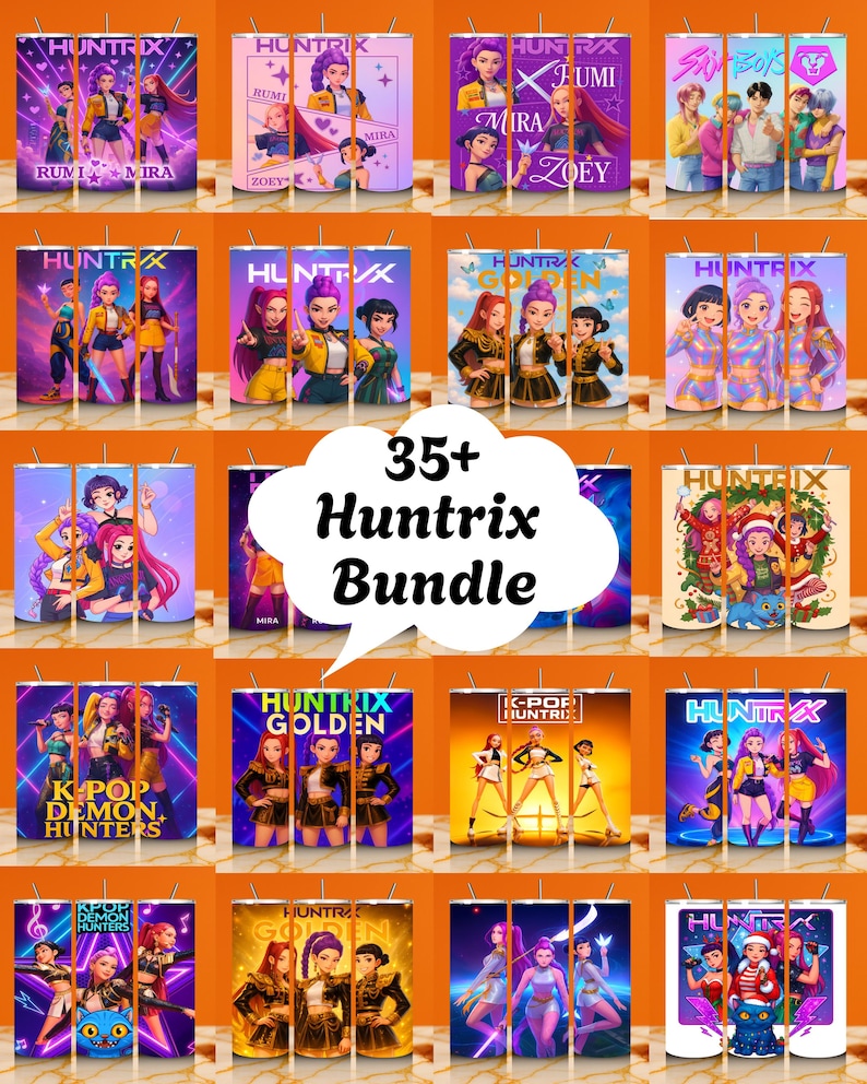 Huntrix 20oz Tumbler Wrap Png Bundle, Demon Hunters Tumbler, Gift for ...