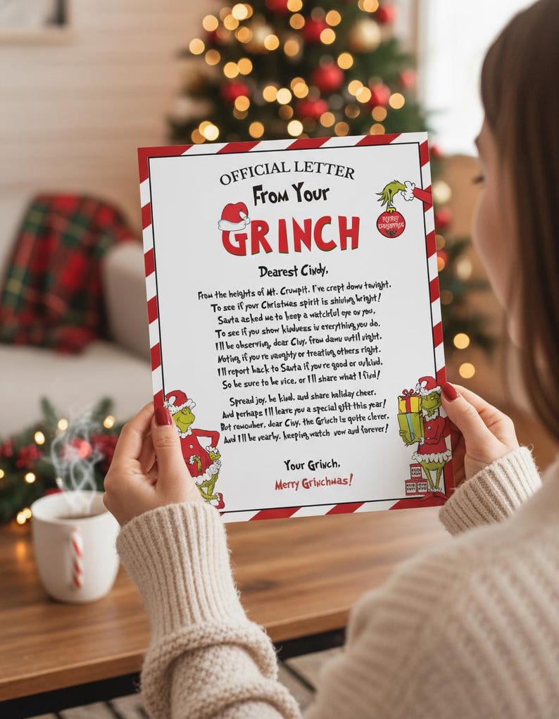 EDITABLE Official Grinch Letter, Grinch Letter, Letter From the Grinch ...