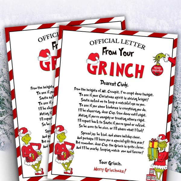 Grinch Letter Templates - Etsy