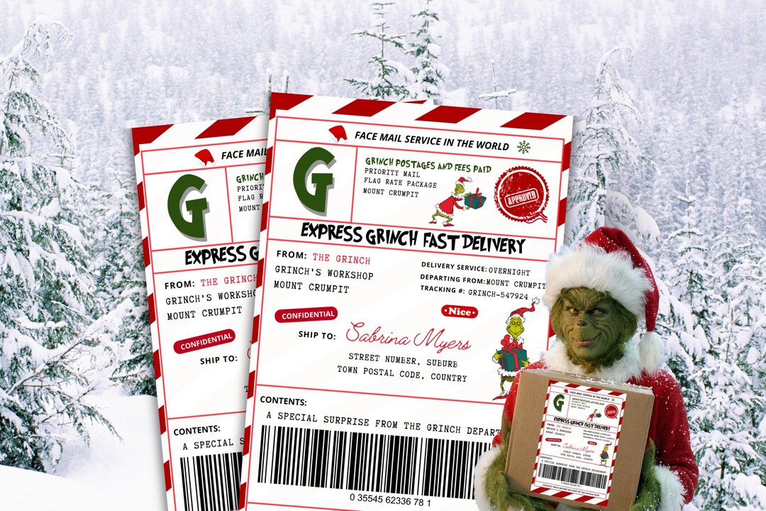 Editable Grinch Shipping Label | Grinch Delivery Label | Christmas ...