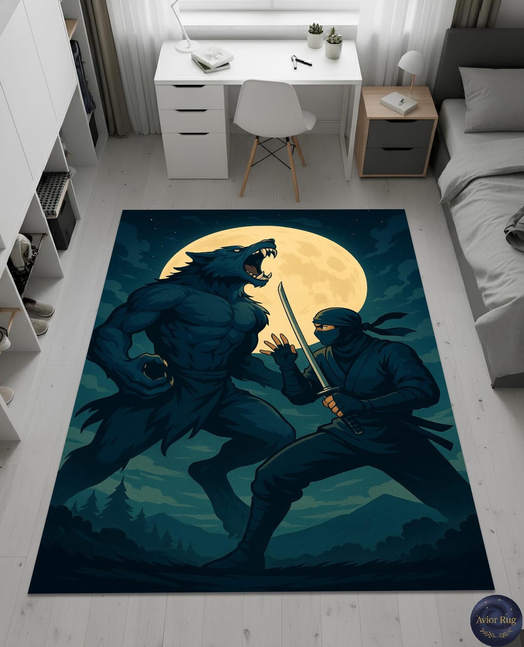 Gothic Werewolf Full Moon Fantasy Anime Rug Dark Night Horror Art ...