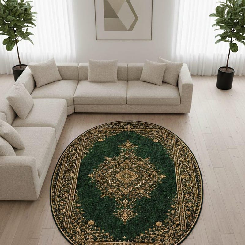 Oval Green Print Area Rugs - Etsy