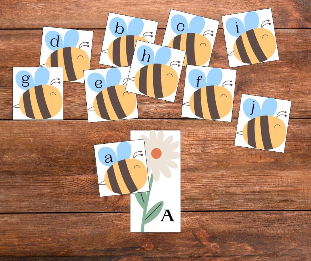 Flower & Bee Alphabet Match - Etsy