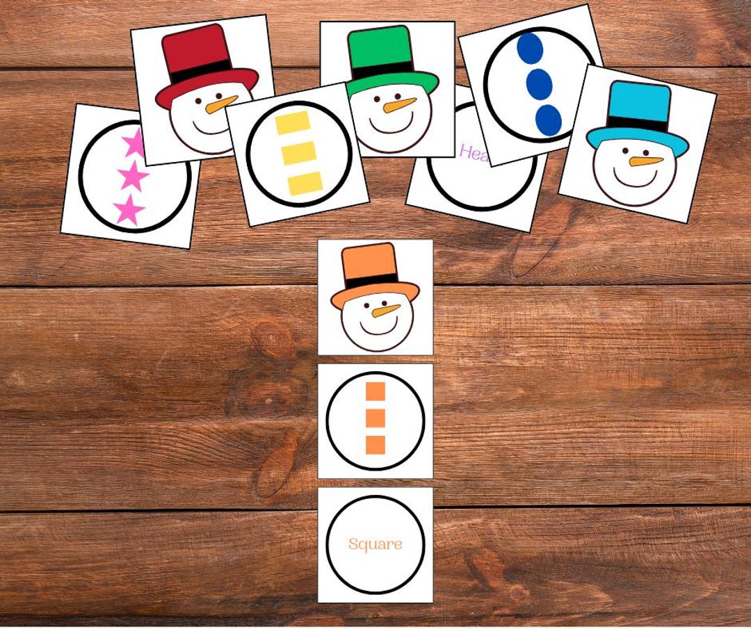 Snowman Shape Matching Game - Etsy