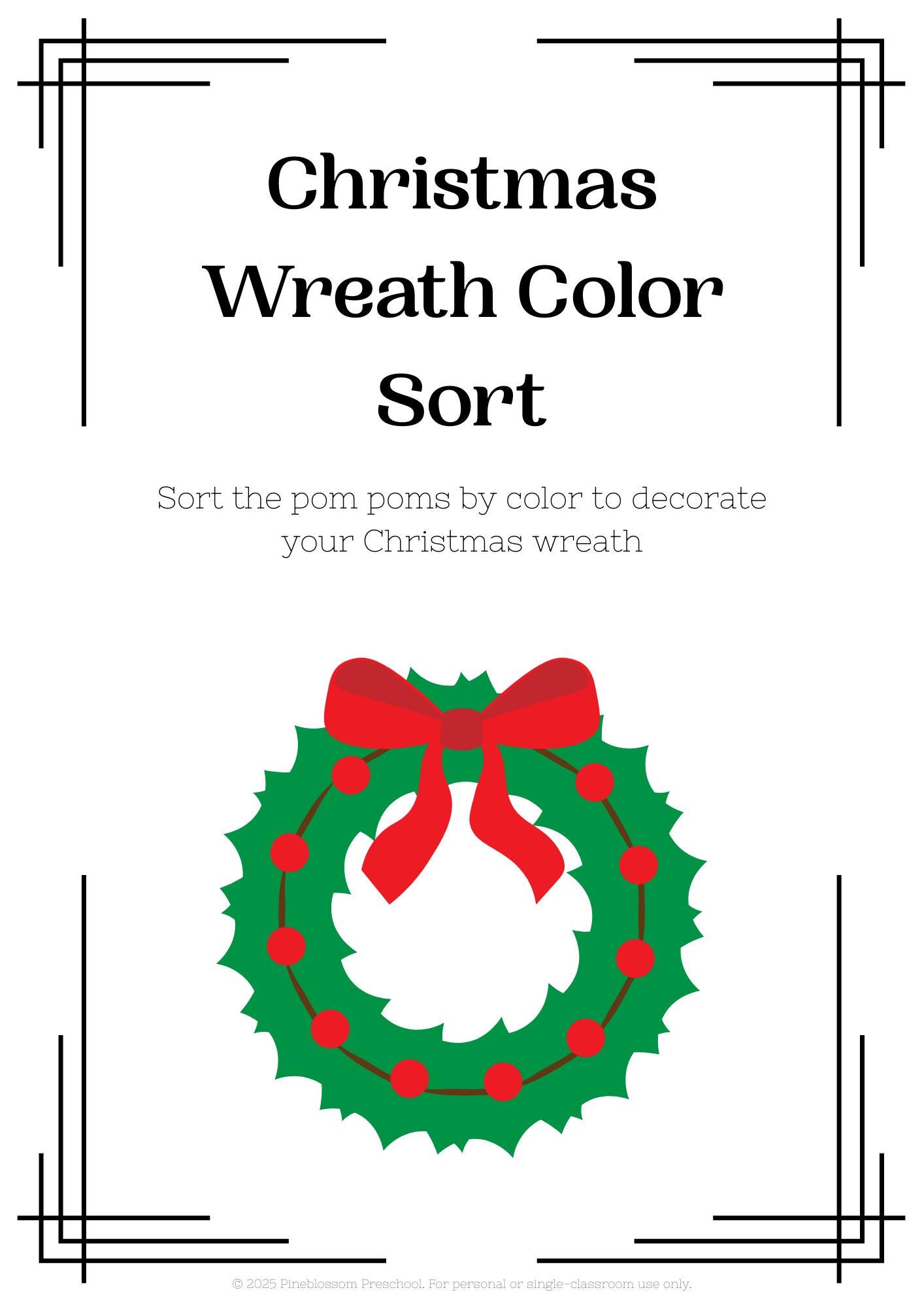 Christmas Wreath Color Sorting Activity - Etsy