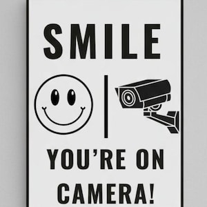 Smile You're on Camera Printable Poster Sign | Security Notice Camera ...