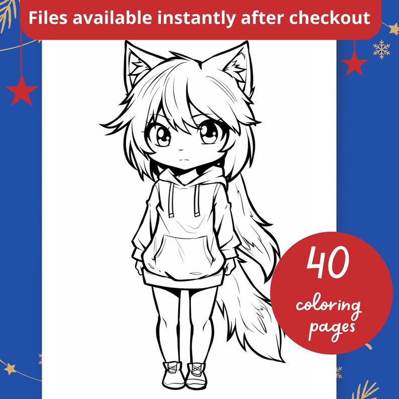 Anime Coloring Book Printable | Cute Anime Creature Girls Coloring ...