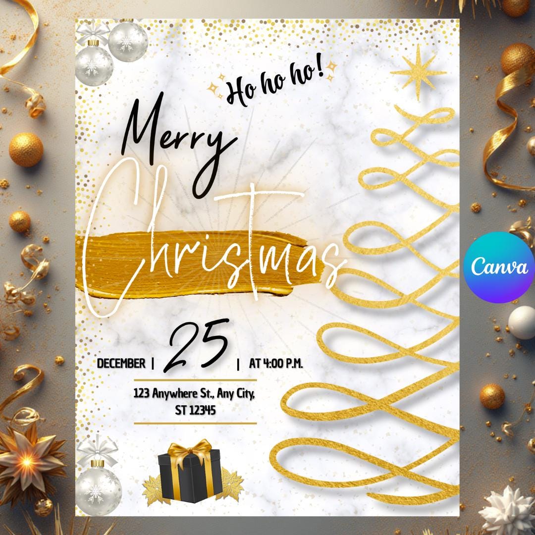 Editable Christmas Invitation Template, Editable Christmas Invitation ...