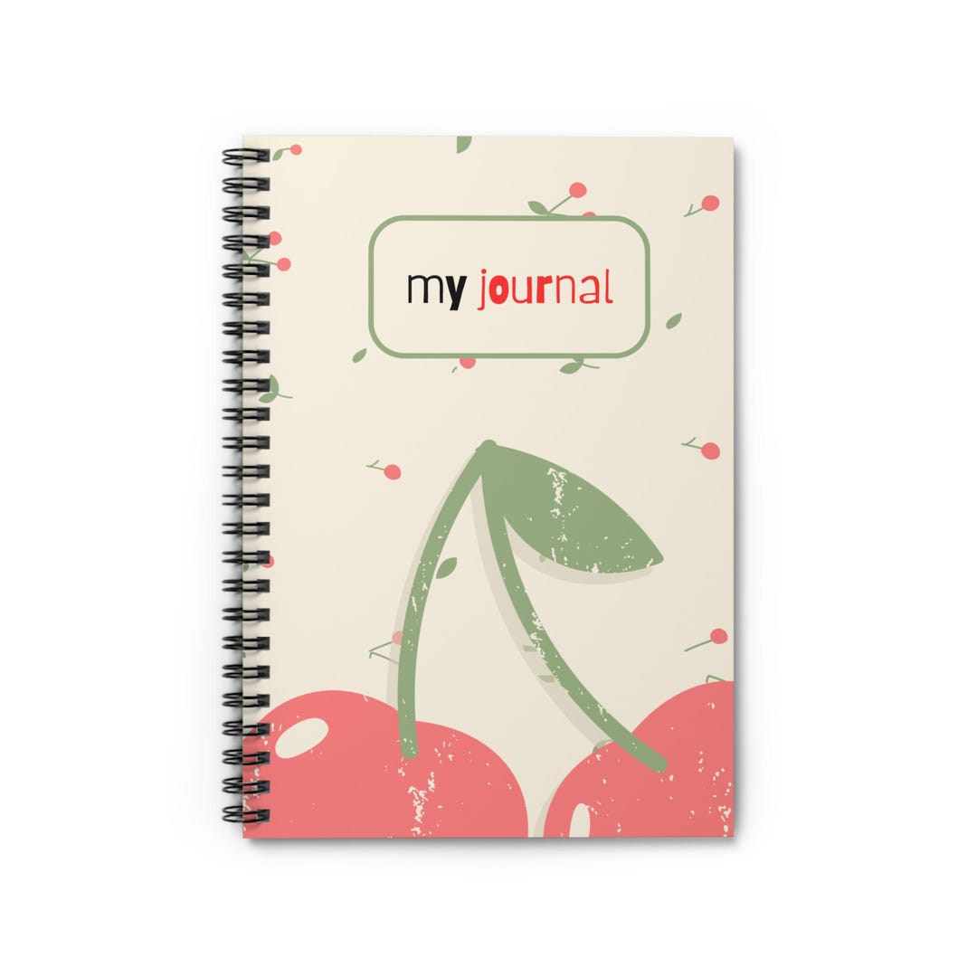Cherry Illustration My Journal Notebook | Spiral Ruled - Etsy