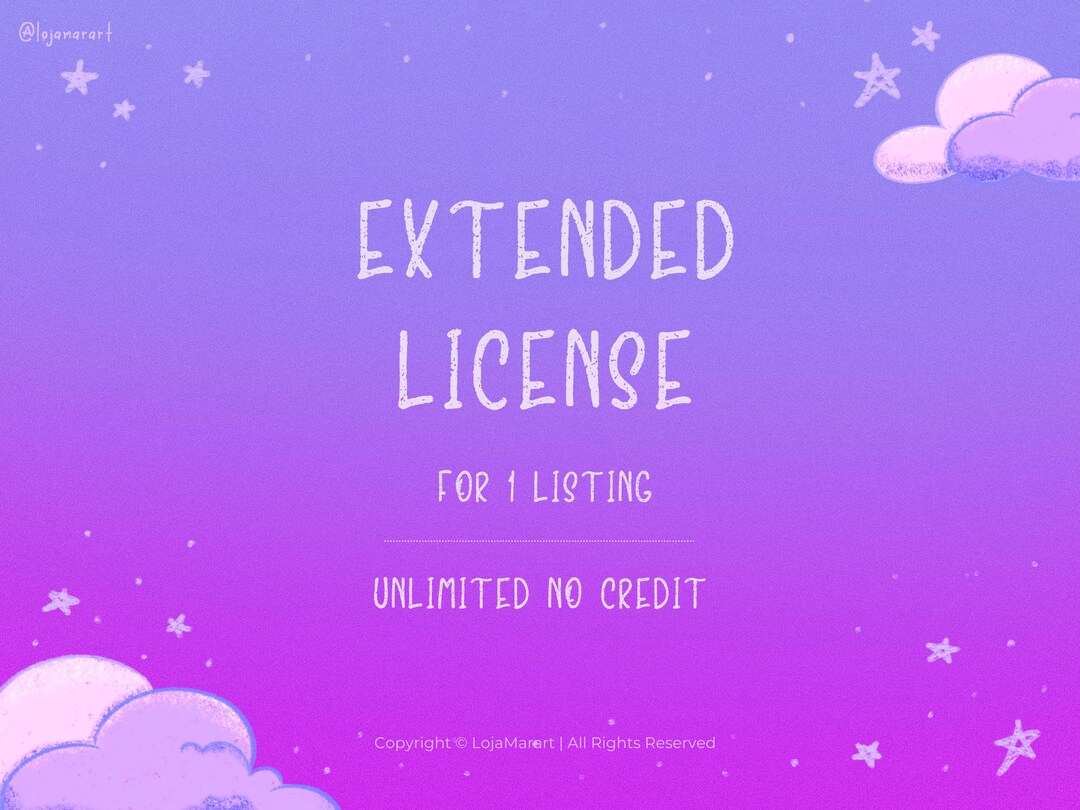 Extended Commercial License 1 Listing Unlimited With NO CREDIT - Etsy