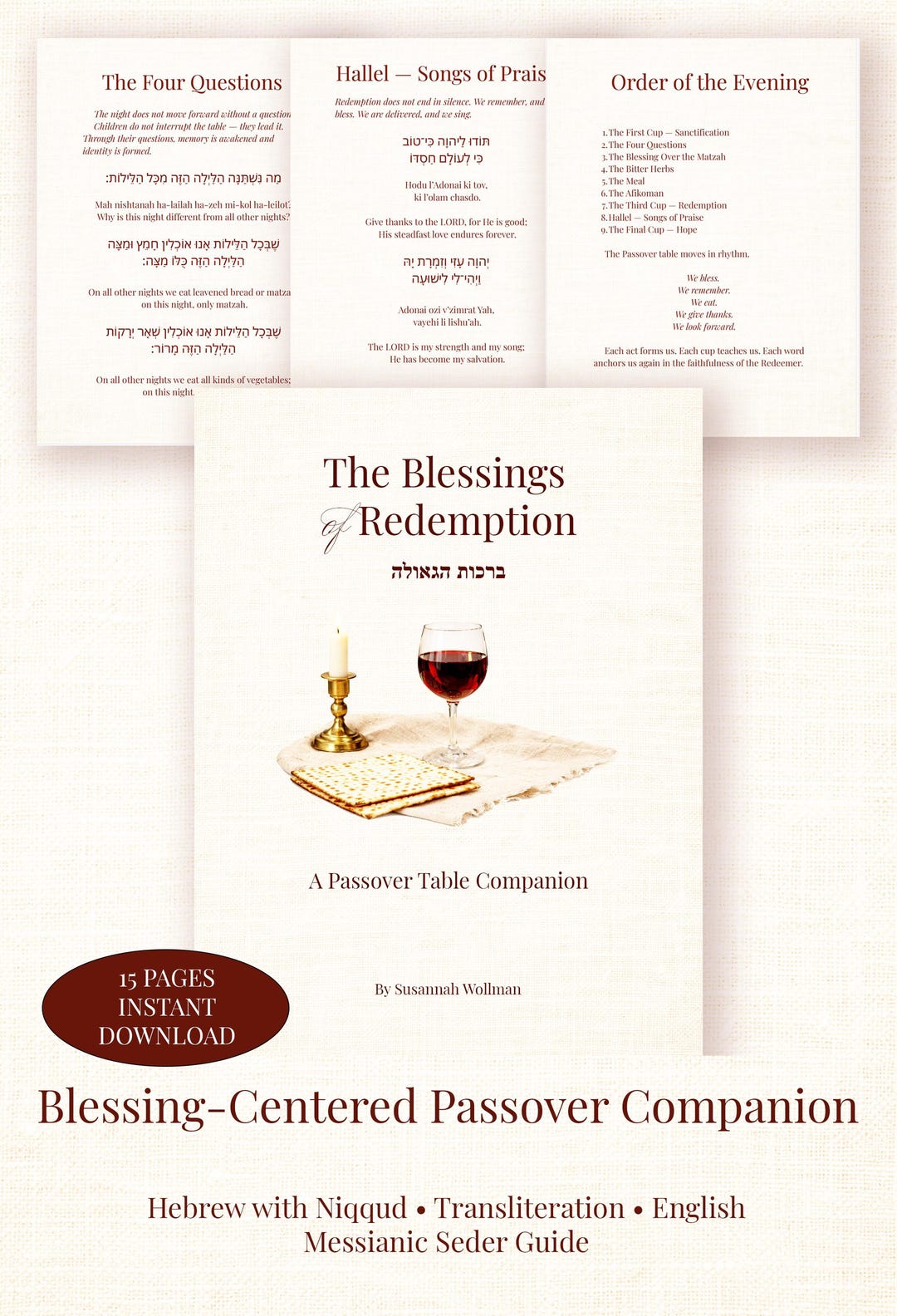 Messianic Passover Haggadah | Blessings Companion | Hebrew English ...