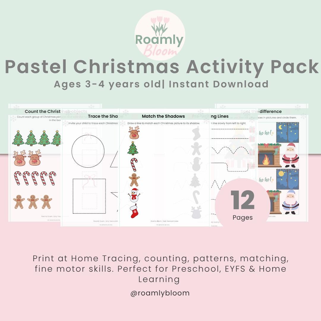 Pastel Christmas Worksheets for Preschool • Activity Pack (digital ...