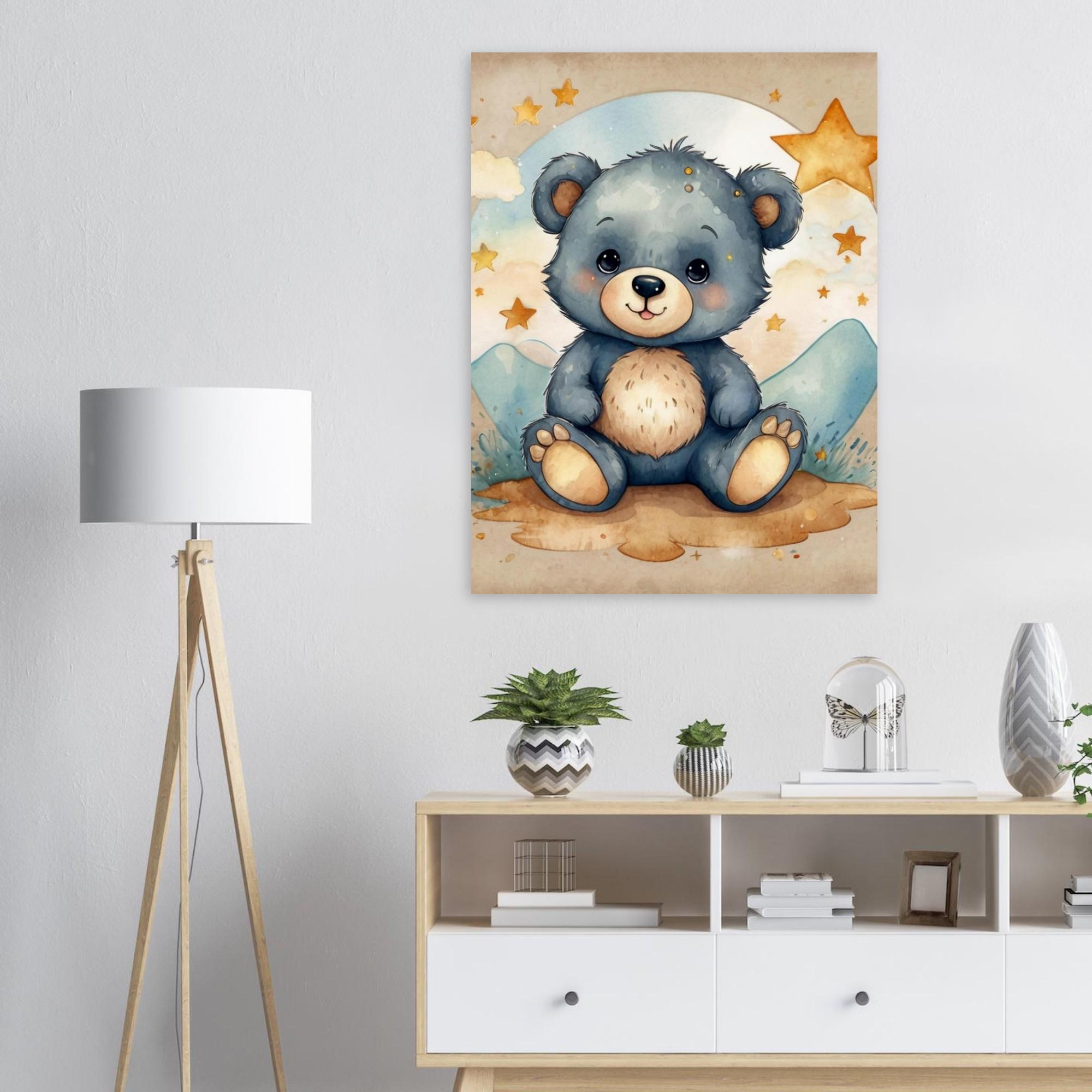 Teddy Bear Nursery Poster | Watercolor Stars Matte Art Print - Etsy