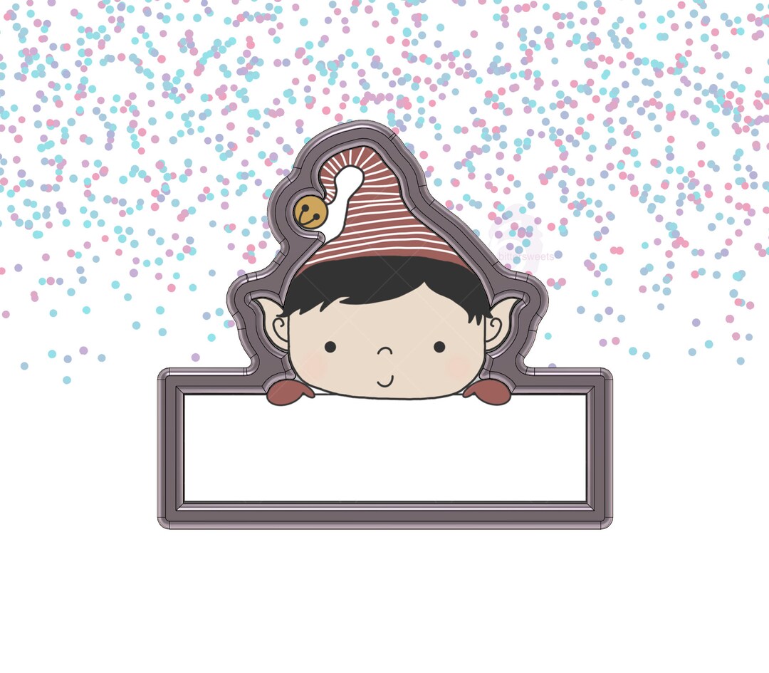 Cute Elf Plaque Cookie Cutter - Cute Elf Cutter - Cute Elf Name Tag ...