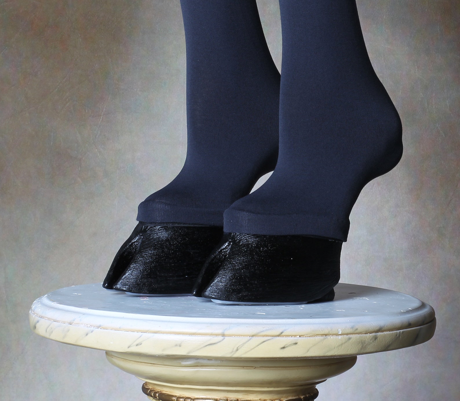 BLACK Creature Feet Unisex Cloven Hoof Shoes With Thigh High Leggings ...