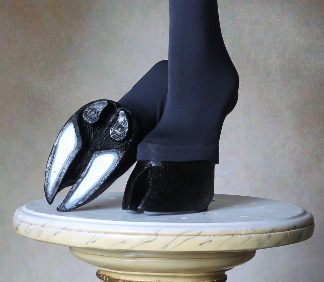 BLACK Creature Feet Unisex CLOVEN Hoof Shoes With Thigh High Leggings ...