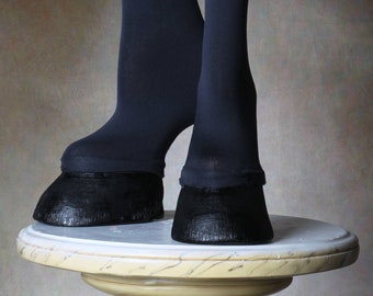 BLACK Creature Feet Unisex Cloven Hoof Shoes With Thigh High Leggings ...