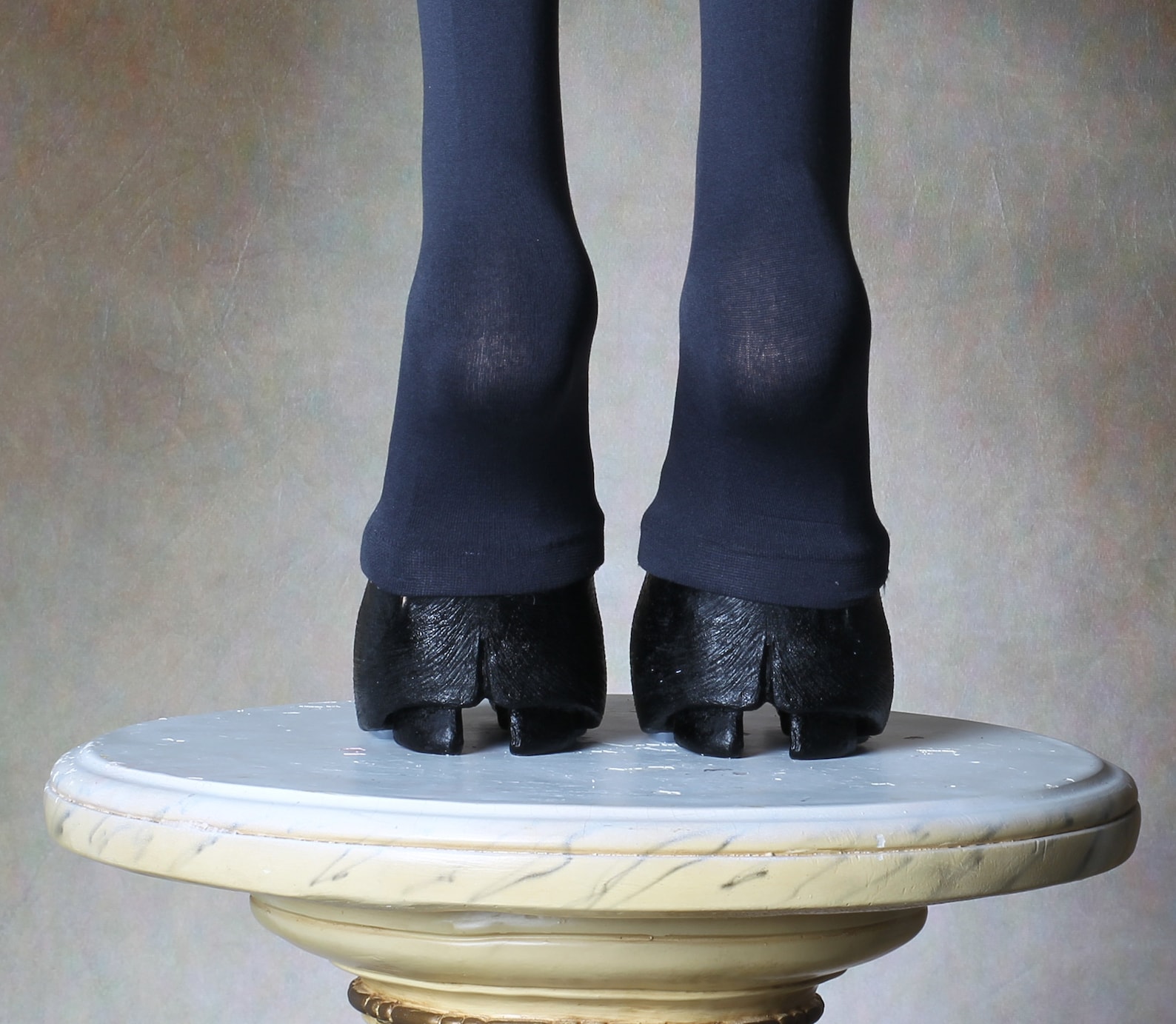 BLACK Creature Feet Unisex Cloven Hoof Shoes With Thigh High Leggings ...