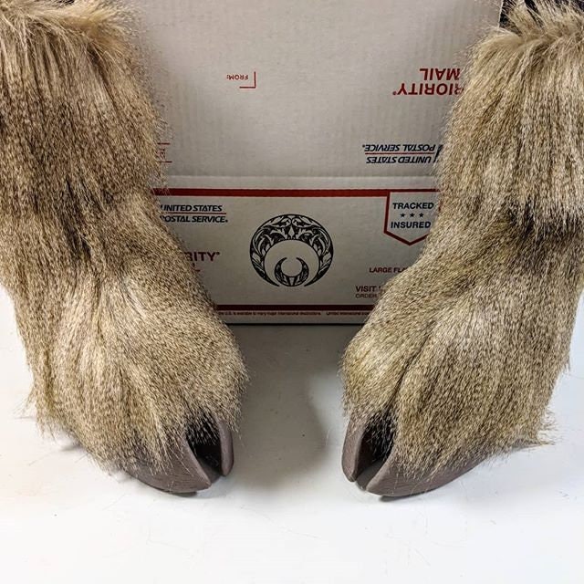 Creature Feet Unisex Faux Fur Feathered Brown Horse Hooves | Etsy