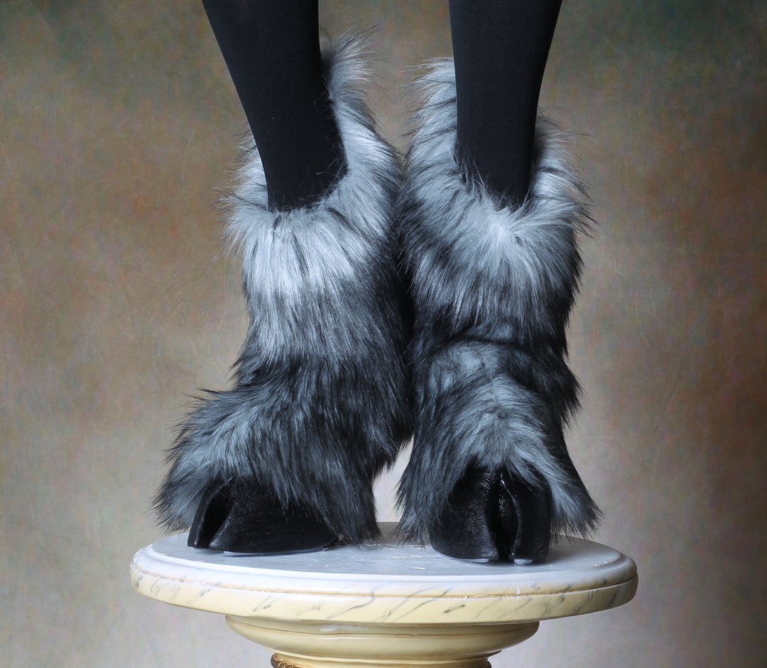 Creature Feet Unisex Solid Colored Faux Fur Feathered Custom CLOVEN ...