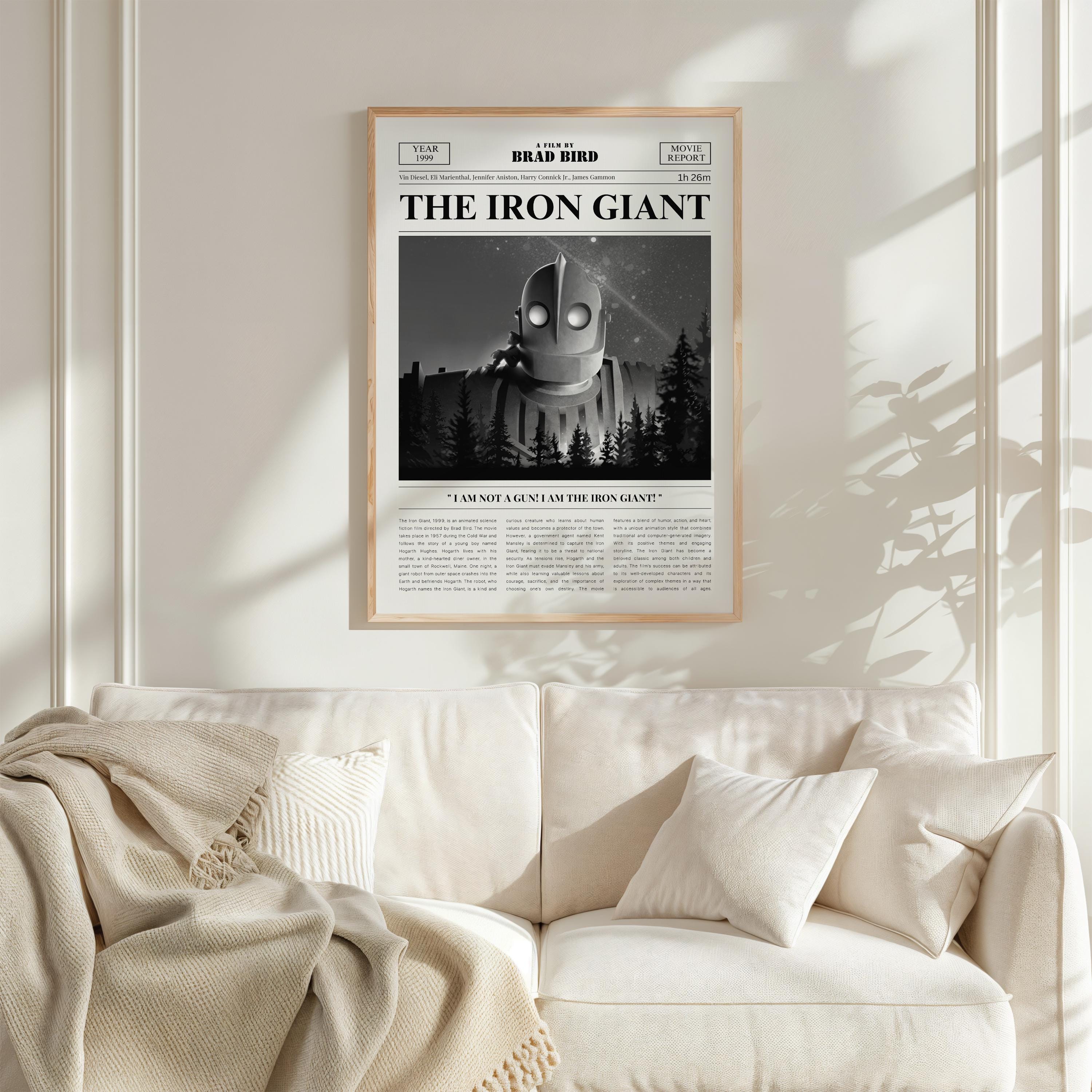 The Iron Giant Movie Poster, Vin Diesel, Retro Newspaper Film Print ...