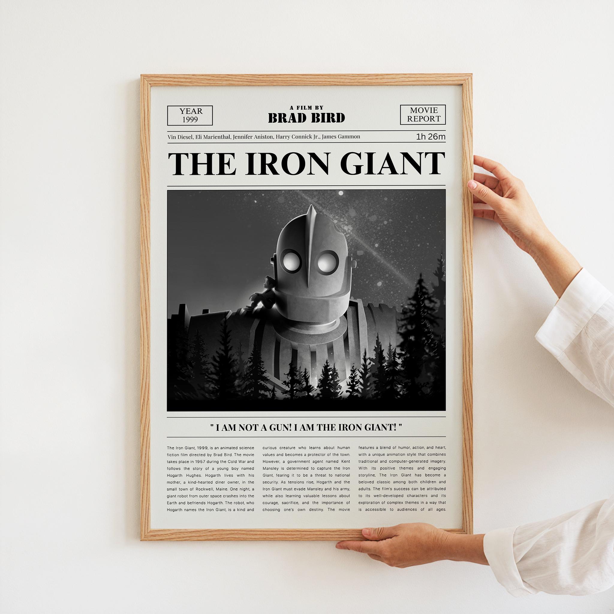 The Iron Giant Movie Poster, Vin Diesel, Retro Newspaper Film Print ...