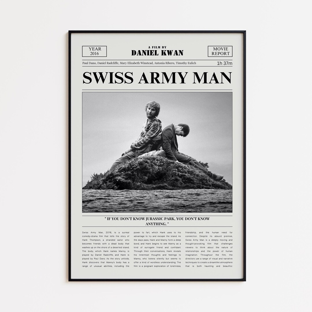 Swiss Army Man Movie Poster, Paul Dano, Retro Newspaper Film Print ...