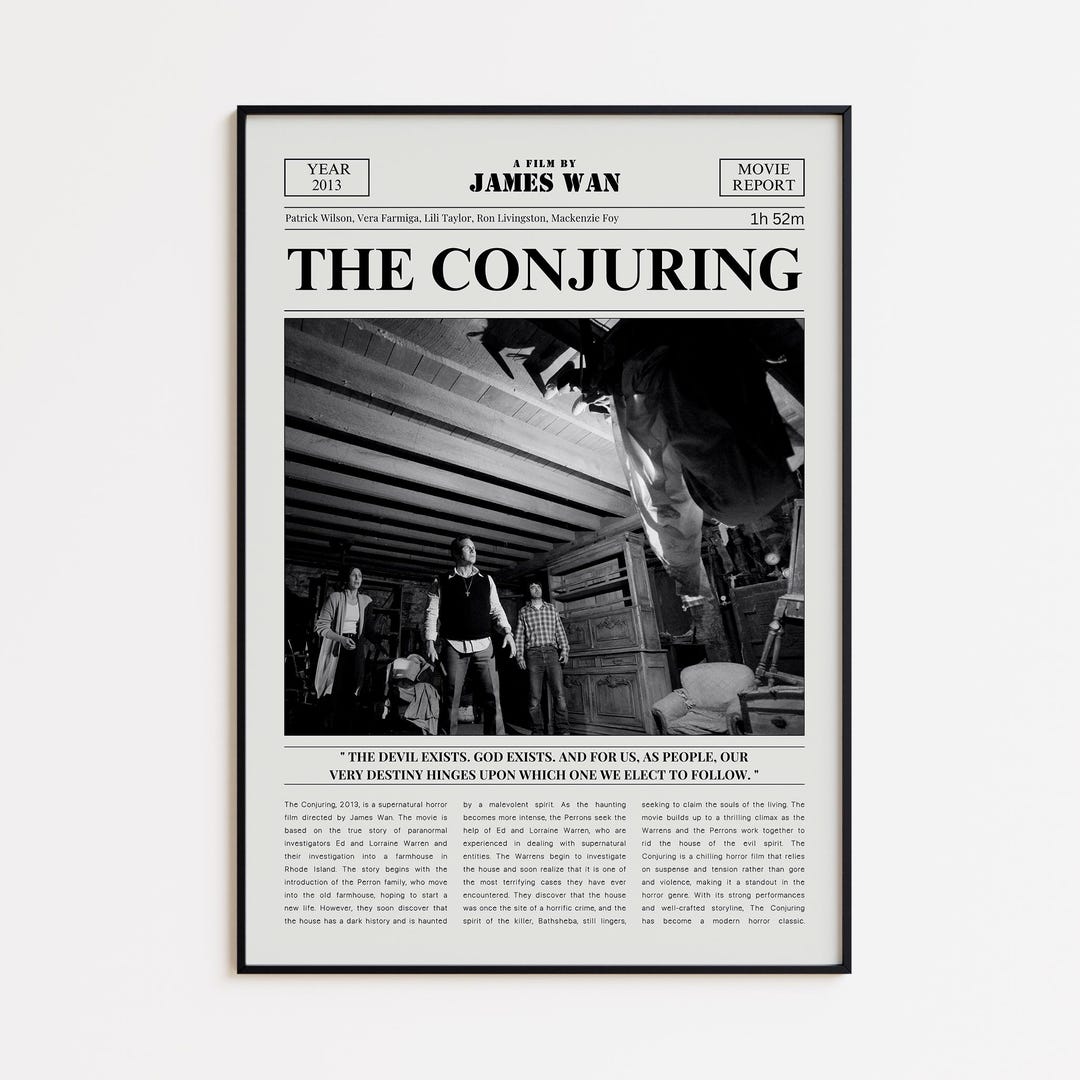 The Conjuring Movie Poster, Patrick Wilson, Retro Newspaper Film Print ...