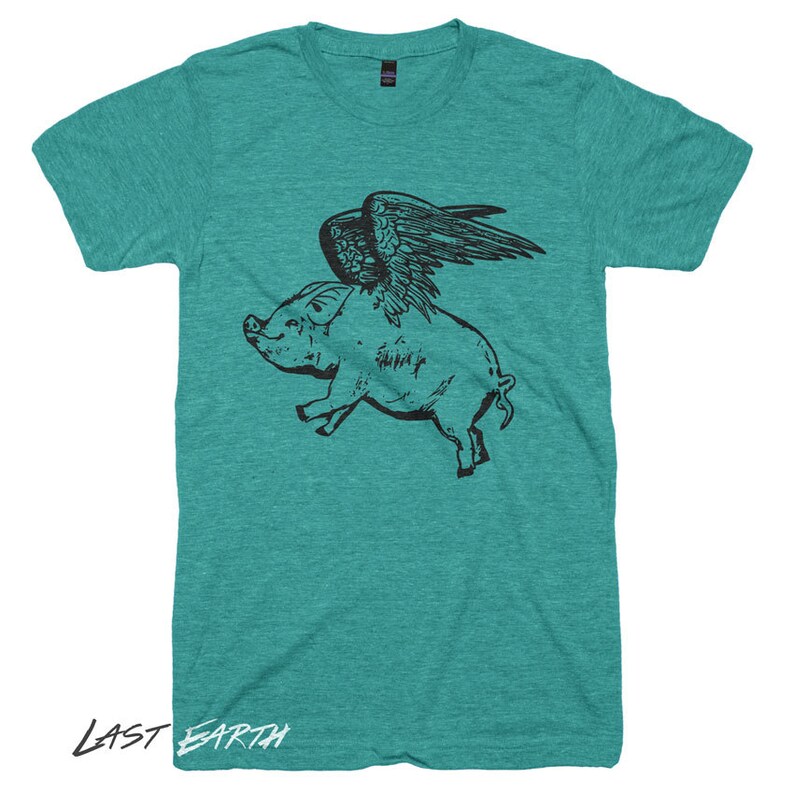 Flying Pig T Shirt Animal Print Pig Flying Tshirts Mens Funny T Shirts ...
