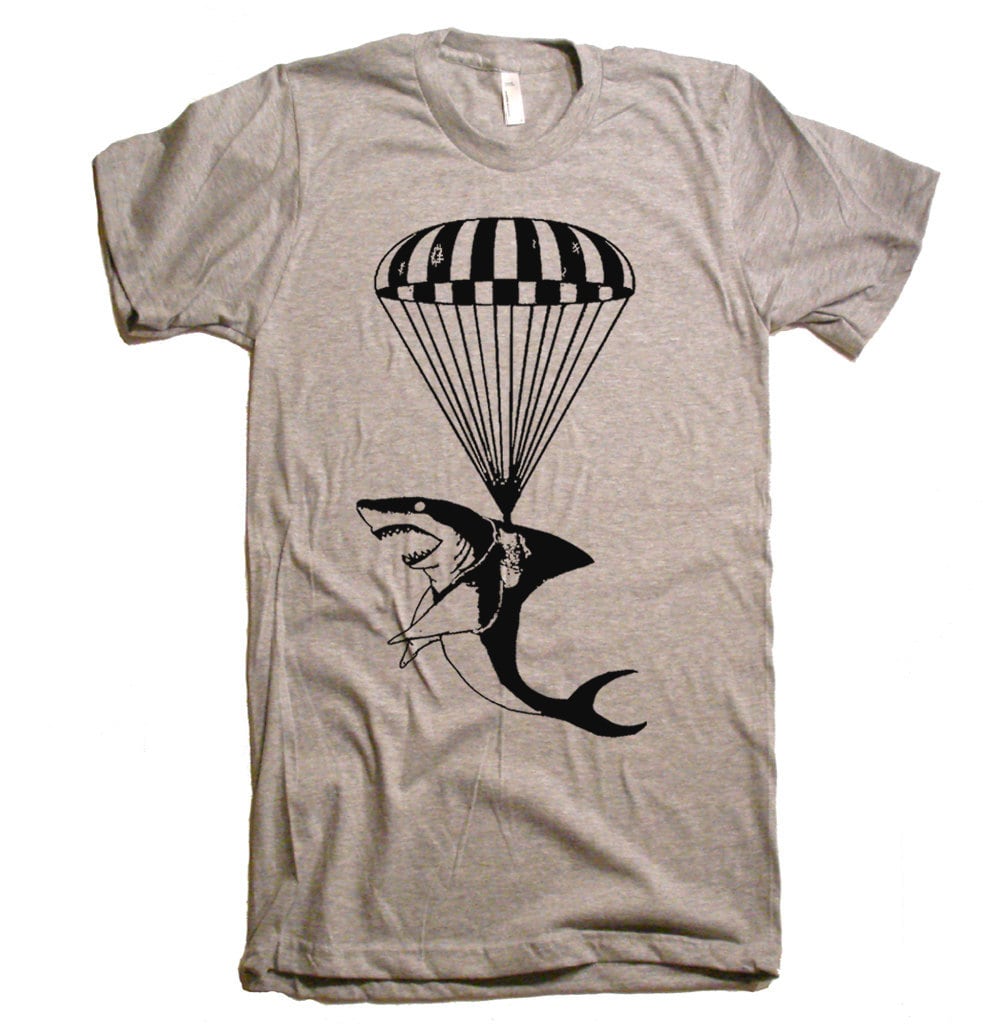 Shark Paratrooper T Shirt Tee - Shark Week Shirts - Sharks Mens T ...