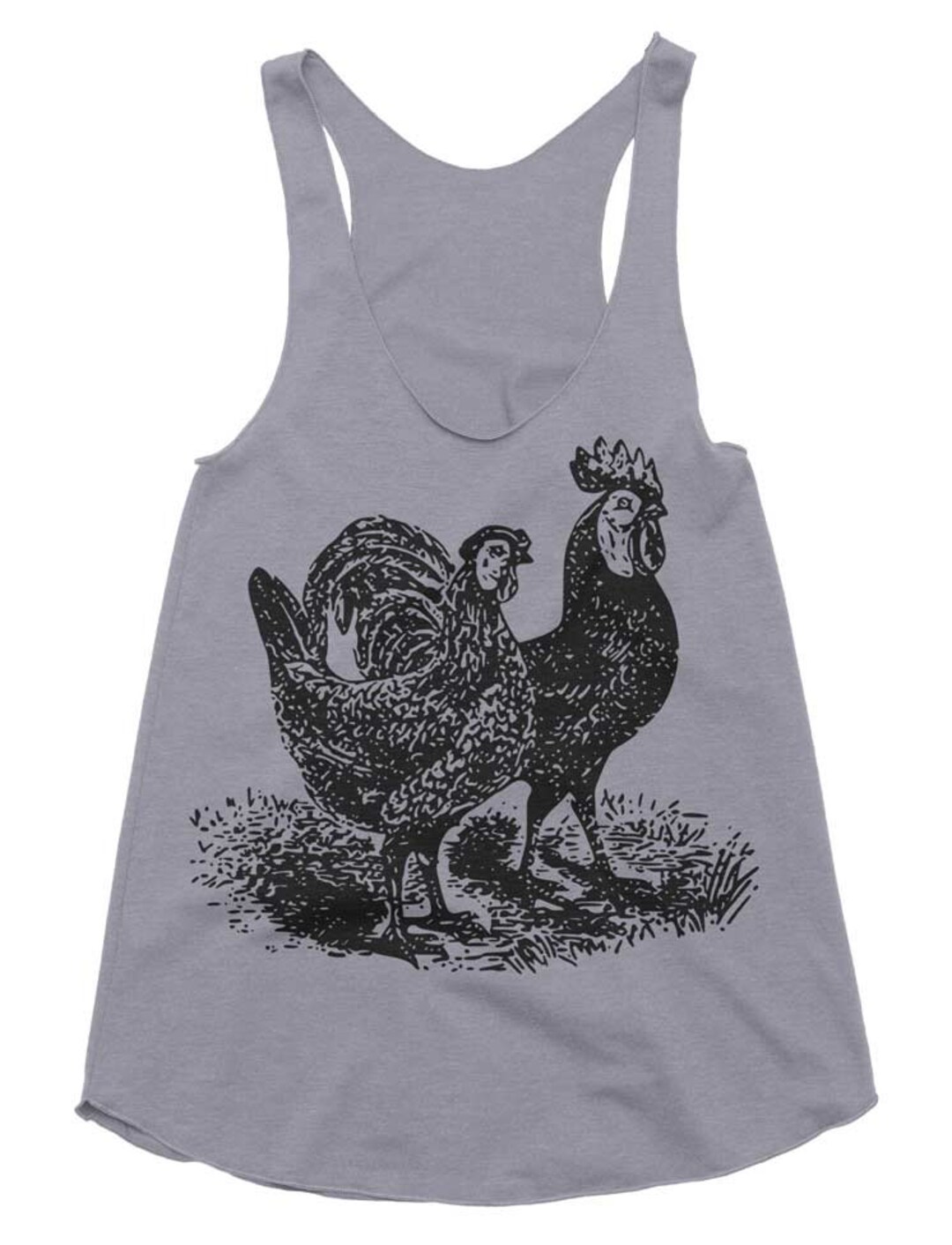 Womens Rooster and Hen Workout Tank - Chickens Running Workout Clothes ...