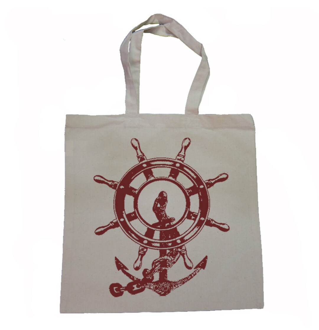 Nautical ANCHOR and Ship Wheel - Canvas Tote Bag - Etsy