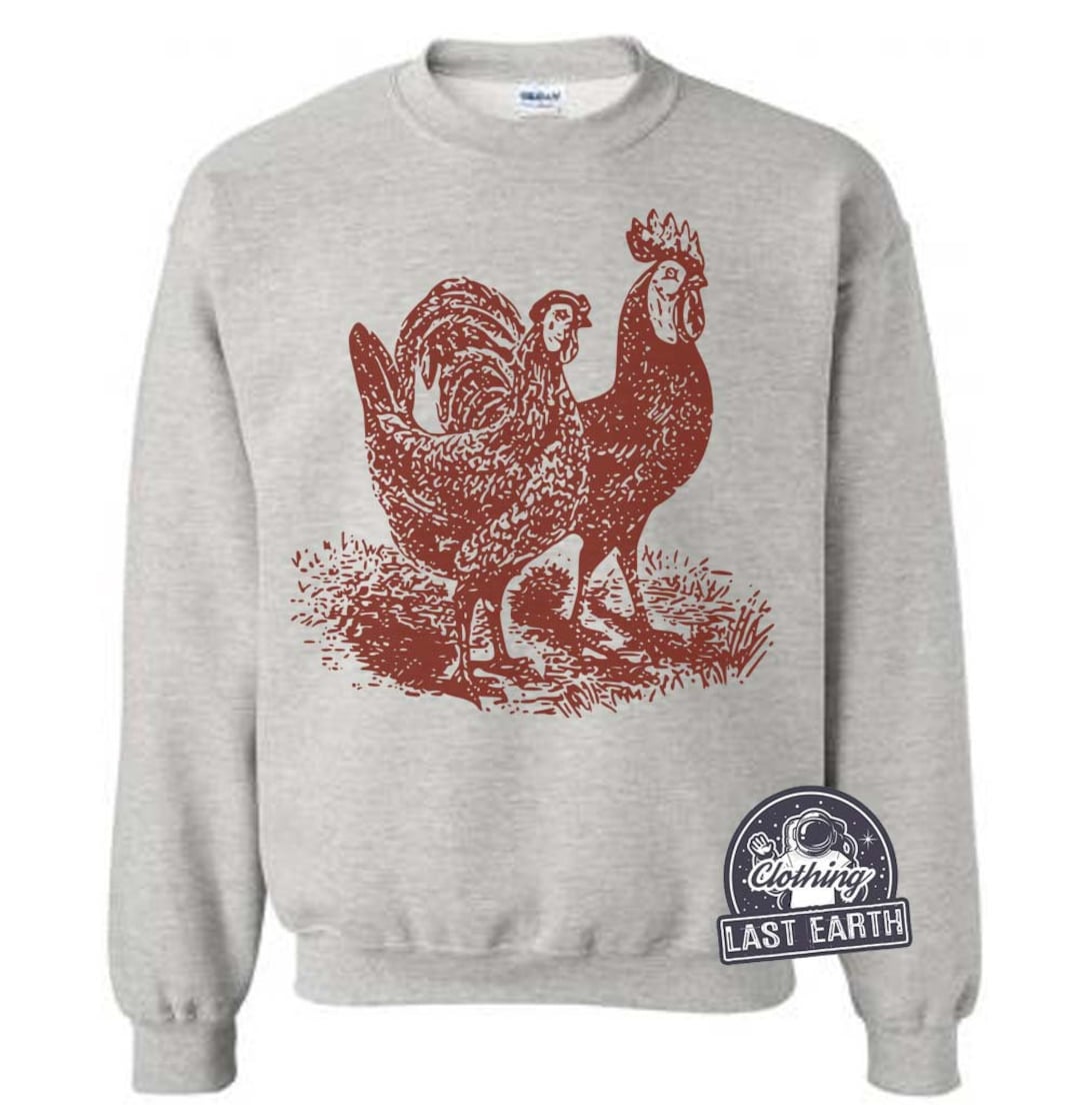 Chickens Sweatshirt Unisex Fleece Pullover Sweater Animal Illustrations ...