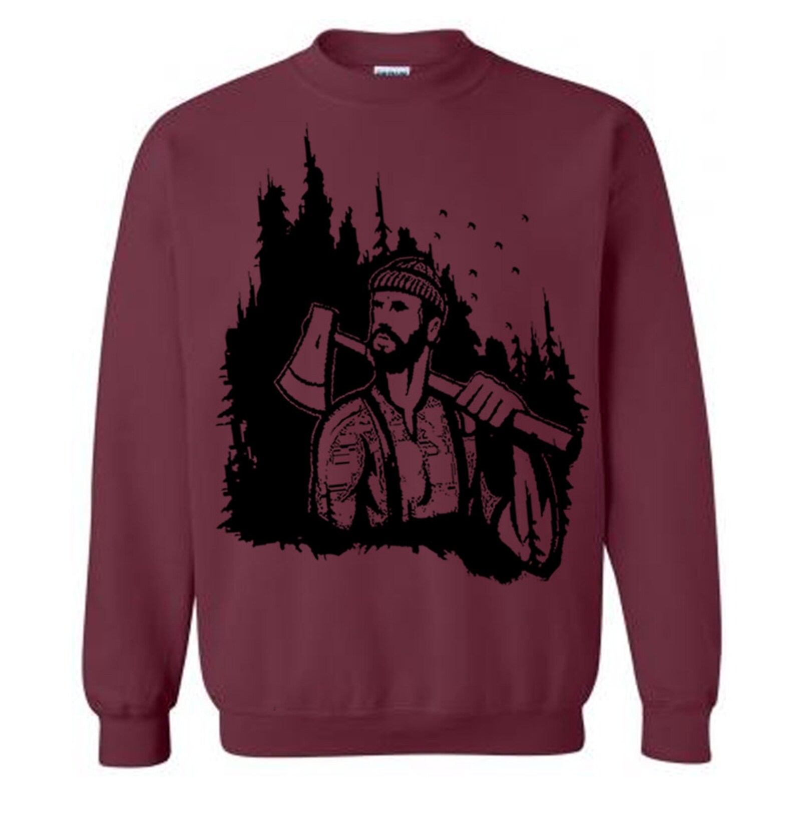 Lumberjack Woodland Sweater Flex Fleece Pullover Classic Sweatshirt S M ...